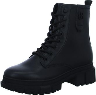 s.Oliver Damen Stiefeletten ohne Absatz zum Schn&uuml;ren Vegan, Schwarz (Black), 42 EU