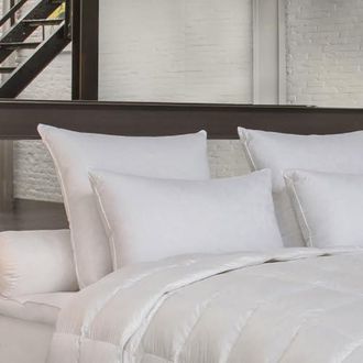 Drouault | Oreiller Medium 65x65 | 90% Duvet de Canard Neuf | Concordia | Confort H&ocirc;tellerie et Anti-Acariens Naturel | Enveloppe Satin de Coton | Fabriqu&eacute; en 