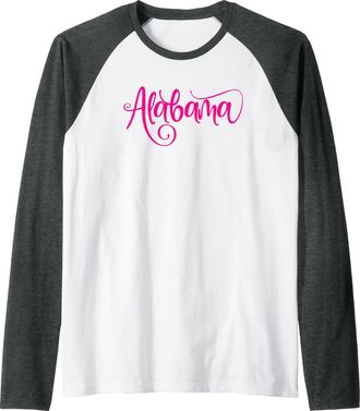 BDAZ Alabama-Buchstaben mit rosafarbener Schrift für Damen und Mädchen Raglan