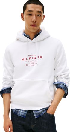 Tommy Hilfiger Herren Hoodie Oval Graphic mit Logo, Weiß (White), XXXL