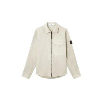 Stone Island Homme, Vestes, Gris, Taille: L Stretch Cotton Satin Overshirt