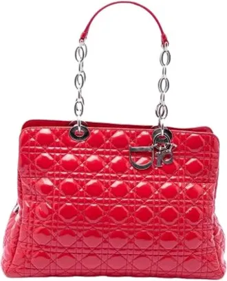 Dior Sac cabas en cuir verni matelass&eacute; Pre-owned - Femme - Pre-owned - Rouge - Taille: ONE Size