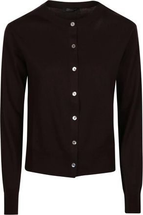 Aragona Femme, Pulls, Brun, Taille: 34 FR Long Sleeve Round Neck Cardigan