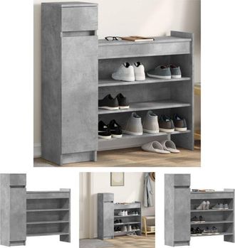 vidaXL The Living Store - Schuhschrank Betongrau 100,5x28x100 cm Holzwerkstoff - Schuhregale & -schr&auml;nke - Grau
