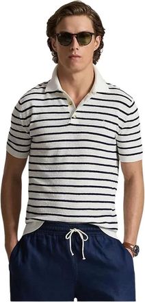 Polo Ralph Lauren Homme, Tops, Blanc, Taille: XL Pull Polo en m&eacute;lange de coton &agrave; manches courtes