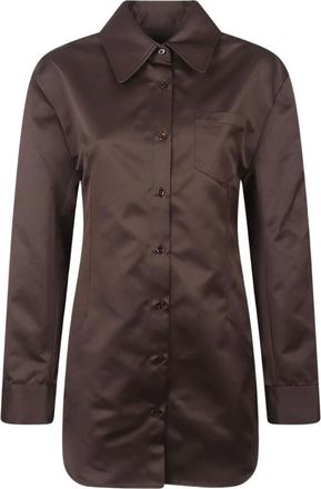 Frankie Shop Femme, Blouses et Chemises, Brun, Taille: 40 FR Akita Satin Cinched Shirt Dress