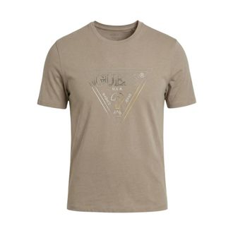 Guess Homme, Tops, Beige, Taille: 2XL T-shirt imprim&eacute; &agrave; manches courtes et col rond