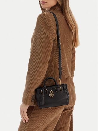 Tommy Hilfiger Handtasche American Icon Micro Tote Leather AW0AW18167 Schwarz