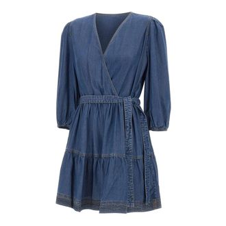 HUGO BOSS Femme, Robes, Bleu, Taille: 42 FR Crossover V-Neck Short Dress