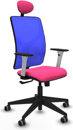 Piqueras y Crespo B&uuml;rostuhl aus Netzstoff, mit wei&szlig;en und schwarzen Armlehnen, h&ouml;henverstellbare Lendenwirbelst&uuml;tze und festes Kopfteil, ausgestattet mit 3 Positionen, 