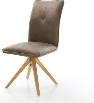 DELIFE Esszimmerstuhl Maddy-Flex Mikrofaser Taupe Vintage Holzgestell kantig Natur, Esszimmerst&uuml;hle