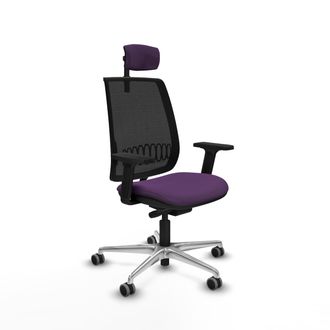 Piqueras y Crespo Ergonomischer Stuhl, Alares Kopfst&uuml;tze mit 2D-Armen, h&ouml;henverstellbare Lendenwirbelst&uuml;tze und Kopfteil, h&ouml;henverstellbar und neigbar, Schwarz/Violett