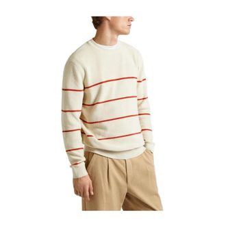 Pepe Jeans London Moderne Gestreifter Baumwollpullover - - Knitwear - Herren - Wei&szlig; - M