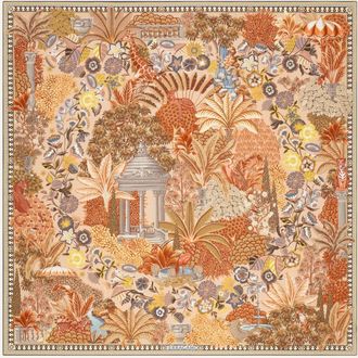 Ferragamo Damen Seidenhalstuch mit Giardino-Print Orange