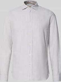 Fil Noir Slim Fit Business-Hemd aus Leinen-Baumwoll-Mix Modell Roma