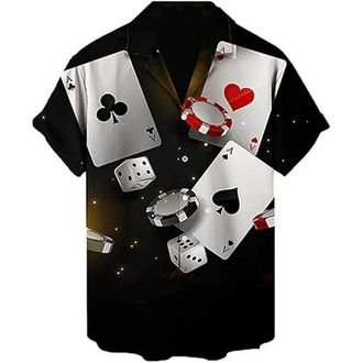 Keephen TangoDS Poker Impression 3D Chemise &agrave; Boutons Chemise Hawaiienne Femmes Hommes Cool Taille Large &Eacute;t&eacute; Manches Courtes Chemise