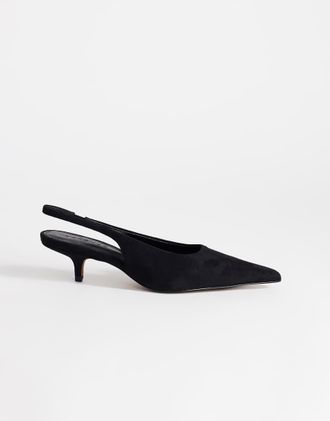Topshop Ali escarpins slingback &agrave; petit talon en faux daim noir