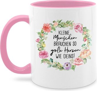 Shirtracer Tasse Tassen 325ml - Statement Spr&uuml;che - Kleine Menschen I Geschenk Erzieherin Tagesmutter - 325 ml - Rosa - geschenke f&uuml;r tagesm&uuml;tter spruchtasse sar