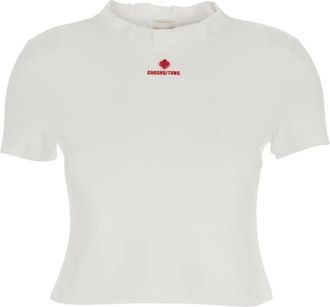 Shushu/Tong Shushu/Tong, Femme, Tops, Blanc, Taille: 38 FR Wave Lace Collar T-Shirt