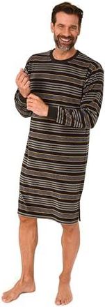 Normann Chemise de nuit en tissu &eacute;ponge &agrave; manches longues pour homme avec poignets - &Eacute;galement disponible en grandes tailles - Aspect ray&eacute;, Orange, 50-50