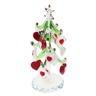 Cabilock Glas Tischdekoration Herzbaum Valentinstag Miniatur Herz Dekobaum aus Transparentem Glas mit Stabilem Standfu&szlig; f&uuml;r Romantische Tisch und Restaurantdek