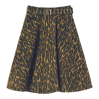 Ganni Femme, Jupes, Brun, Taille: 38 FR Print Denim Wrap Midi Skirt