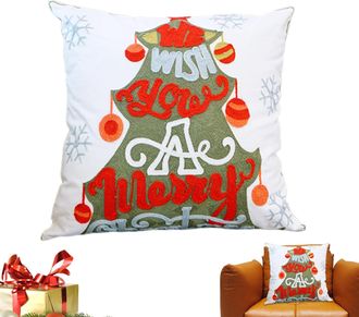 Generic Kissenbezug Weihnachten - 45 x 45 cm, weich, f&uuml;r Partys, Weihnachtskissenbezug mit Stickerei | f&uuml;r Haus, Wohnzimmer, Schlafzimmer, Sofa, Bett