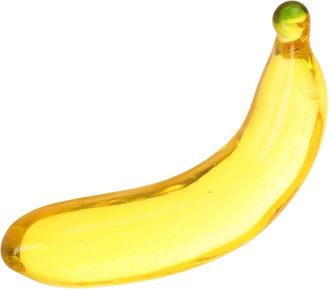 Cabilock K&uuml;nstliche Bananenfigur aus Glas Realistische Tischdekoration Platzsparend und Bruchfest Gelbe Obst Statue f&uuml;r Schreibtisch und Wohndeko