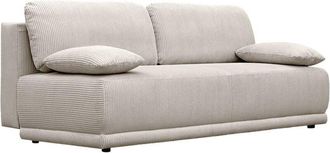Sweeek Banquette convertible 3 places velours c&ocirc;tel&eacute; avec coffre de rangement - L 192 x P 100 x H 81cm - Nelson Velours c&ocirc;tel&eacute; Greige