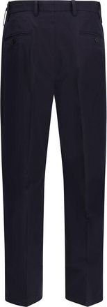 Prada Tailored Cotton Poplin Trousers - Navy
