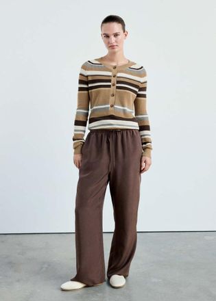 Mango Pull-over c&ocirc;tel&eacute; &agrave; rayures marron - Femme - S - MANGO