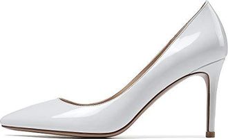 EDEFS Femme Escarpins Talon Aiguille 8 CM,Femme Escarpins Bout Fermé,Soirée Bureau Chaussures,Blanc EU36