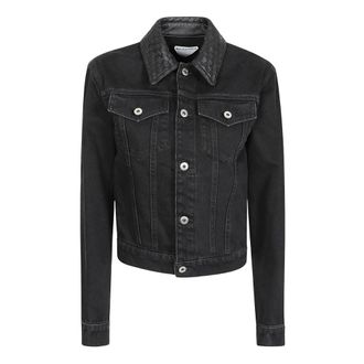 Bottega Veneta Denimjacke mit Intrecciato-Kragen - - Jackets - Damen - Schwarzk - S