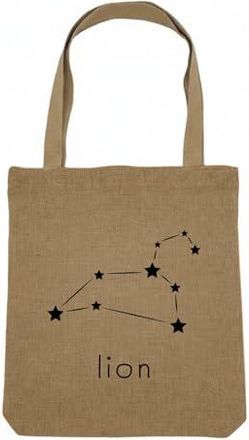 Fabulous Sac Shopping Tote Bag Aspect Lin - Lion Etoile Signe Astrologie Constellation Minimaliste - Sac de Courses Toile Epaisse 360g Beige Naturel Cabas Port