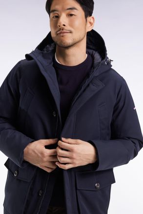 Eden Park Parka Courte En Nylon Marine &Agrave; Poches Plaqu&eacute;es