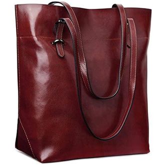 S-Zone Vintage en Cuir V&eacute;ritable Fourre-tout Grande Grande Capacit&eacute; Sac &agrave; Main Sac &agrave; Bandouli&egrave;re Mise &agrave; Niveau