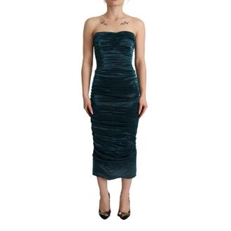 Dolce & Gabbana T&uuml;rkises Satin-Midikleid mit Drapierung - - Dresses - Damen - Gr&uuml;n - L