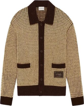 Dr&ocirc;le de Monsieur Cardigan en maille gaufr&eacute;e avec patch Dr&ocirc;le - Homme - Pulls - Brun - Taille: XL