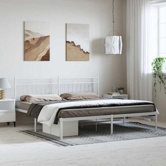 vidaXL Bettgestell mit Kopfteil Metall Wei&szlig; 183x213 cm Vidaxl