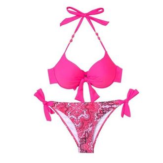 Generic Ensemble bikini pour femme taille haute triangle maillot de bain plage contr&ocirc;le du ventre push-up 2 pi&egrave;ces maillot de bain dos nu v&ecirc;tements pour femme
