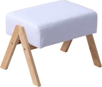 Relaxdays Fu&szlig;hocker, gepolsterte Fu&szlig;ablage, Bambusbeine, HBT: 40x28x30cm, Flur, Wohnzimmer, Beistellhocker, Creme/Natur