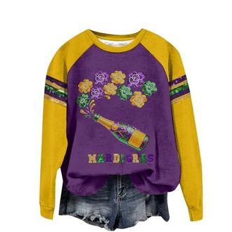 Generic Pull &agrave; manches longues pour homme et femme - Motif bouteille de champagne - Motif floral - Pull de f&ecirc;te - Mardi Gras - Unisexe - Tenue de carnaval - P