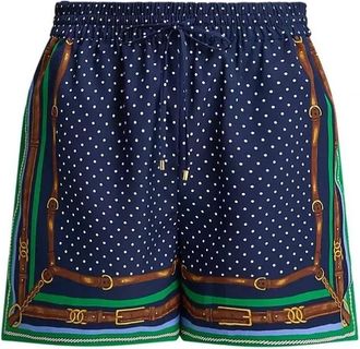 Ralph Lauren Femme, Shorts, Bleu, Taille: 42 FR Short &agrave; Cordon de Serrage Imprim&eacute; Ceintures et Pois