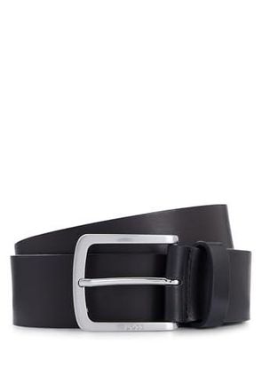 BOSS Hommes Jor-V Sz40 Ceinture en cuir italien avec boucle &agrave; logo grav&eacute;