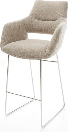 DELIFE Barstuhl Yago-Flex Boucl&eacute; Schlamm Kufengestell Edelstahl Silberfarben Taschenfederkern, Barst&uuml;hle
