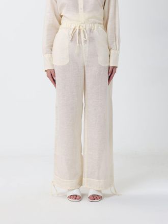 120% Lino Pantalon Femme couleur Jaune