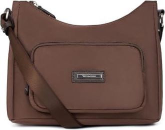 Pellet Sac port&eacute; travers - Compatible t&eacute;l&eacute;phone portable - Pour Femme - Collection Axelle - Marron Mati&egrave;re d&eacute;perlante