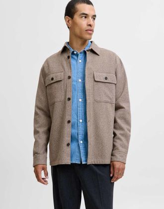 Jack & Jones Hemdjacke in der Farbe Brindle-Wei&szlig;
