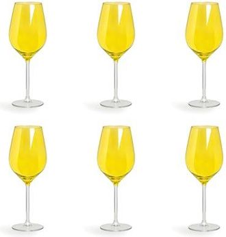 Excelsa Color Wine Lot de 6 verres à pied, verre, capacité 500 ml, jaune