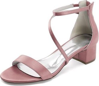 Generic Chaussures Mariage Femme &Eacute;t&eacute; Chunky Heels Bout Ouvert Mari&eacute;e Talons Bas Sandales Mode Dress F&ecirc;te Bridal 4.5Cm,Nude Pink,41 EU